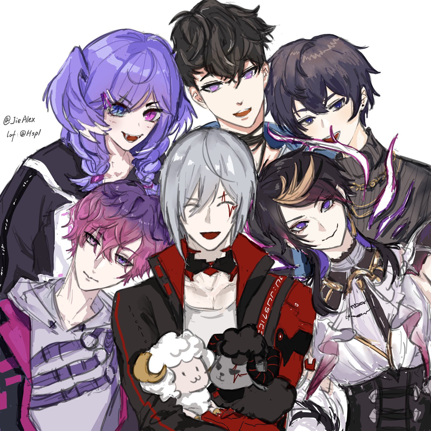 nijisanji alban knox reza avanluna selen tatsuki shu yamino uki violeta heterochromia sketch ...